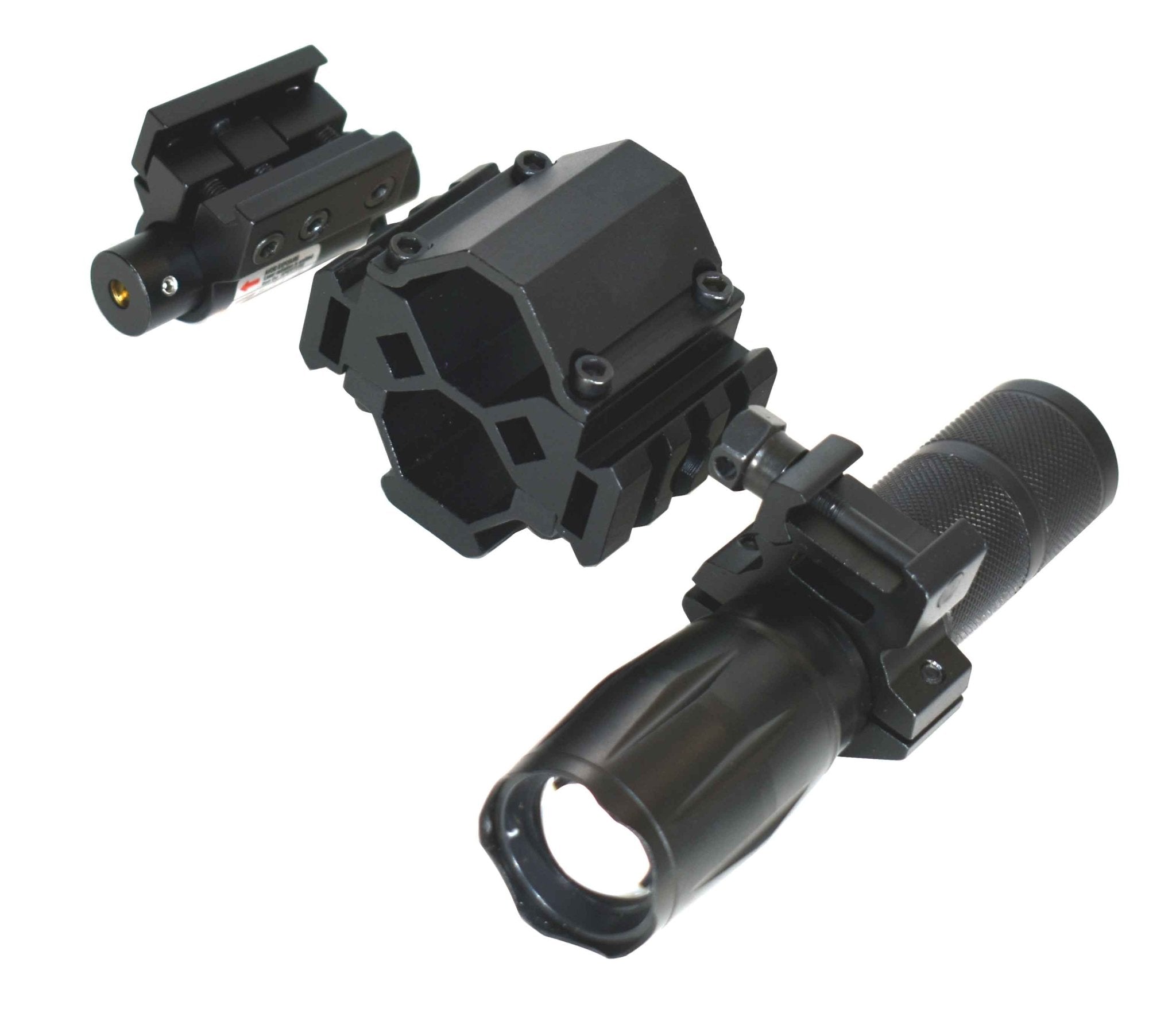 Tactical Flashlight And Red Laser Sight With Magazine Tube/barrel Moun